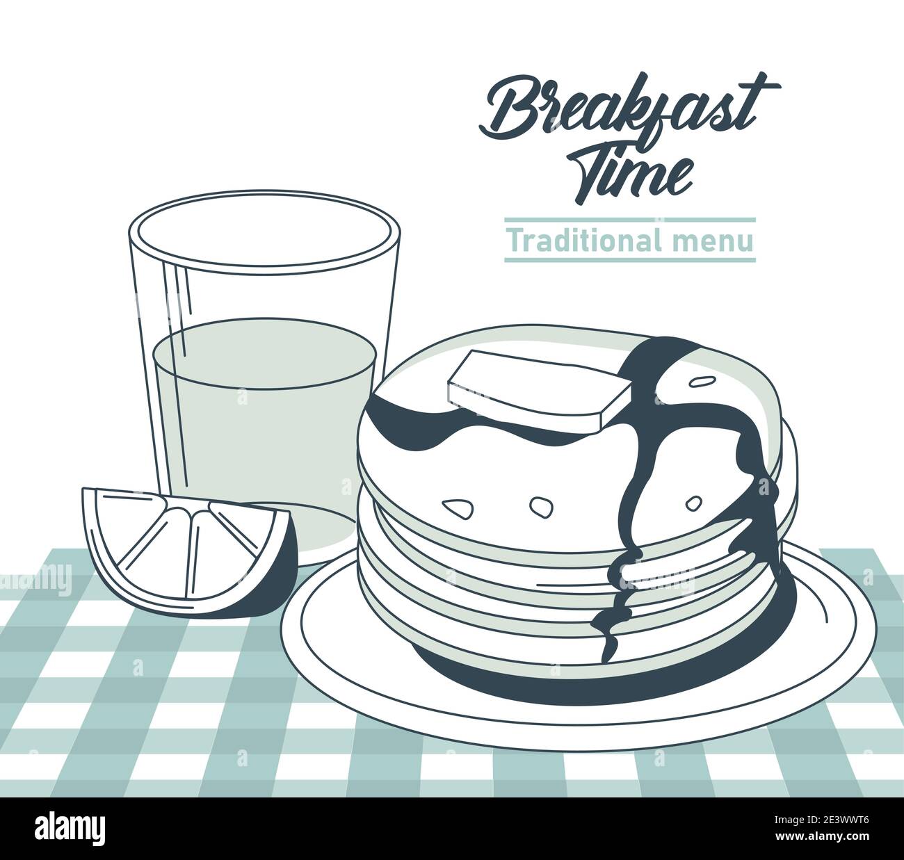 breakfast time lettering in circular frame poster with orange juice and ...