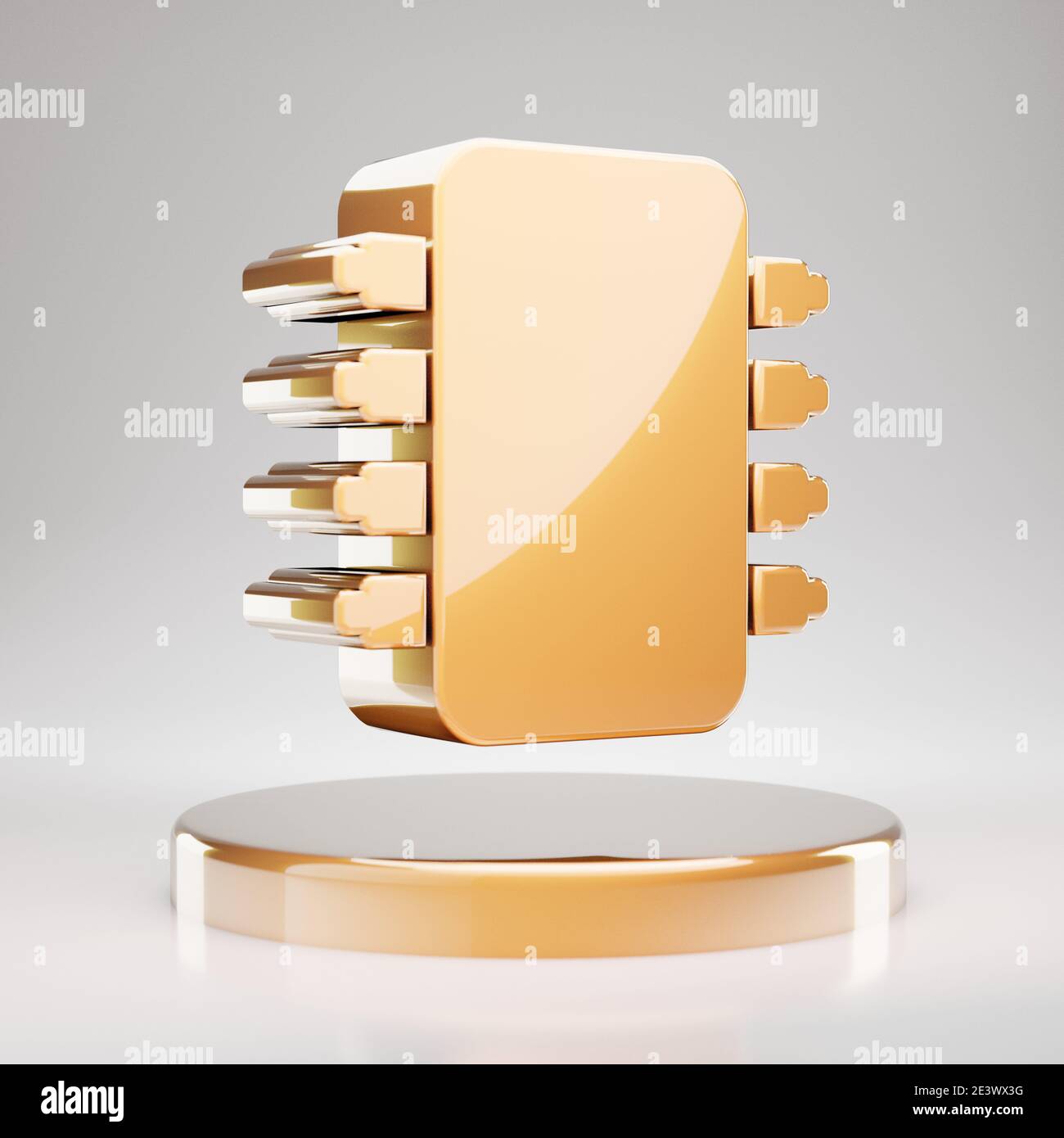 Microchip icon. Yellow Gold Microchip symbol on golden podium. 3D ...