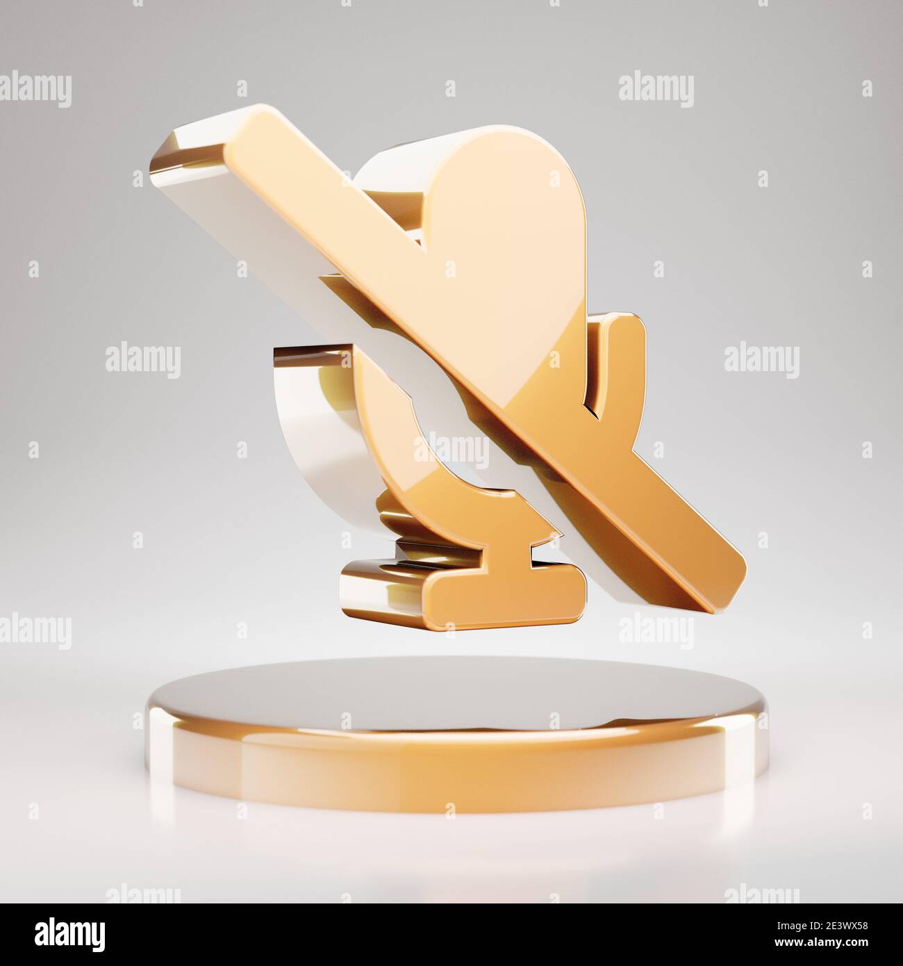 Microphone Slash icon. Yellow Gold Microphone Slash symbol on golden ...