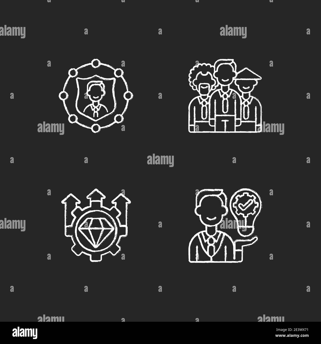 Corporate values chalk white icons set on black background Stock Vector ... Corporate values chalk white icons set on black background Stock Vector ...