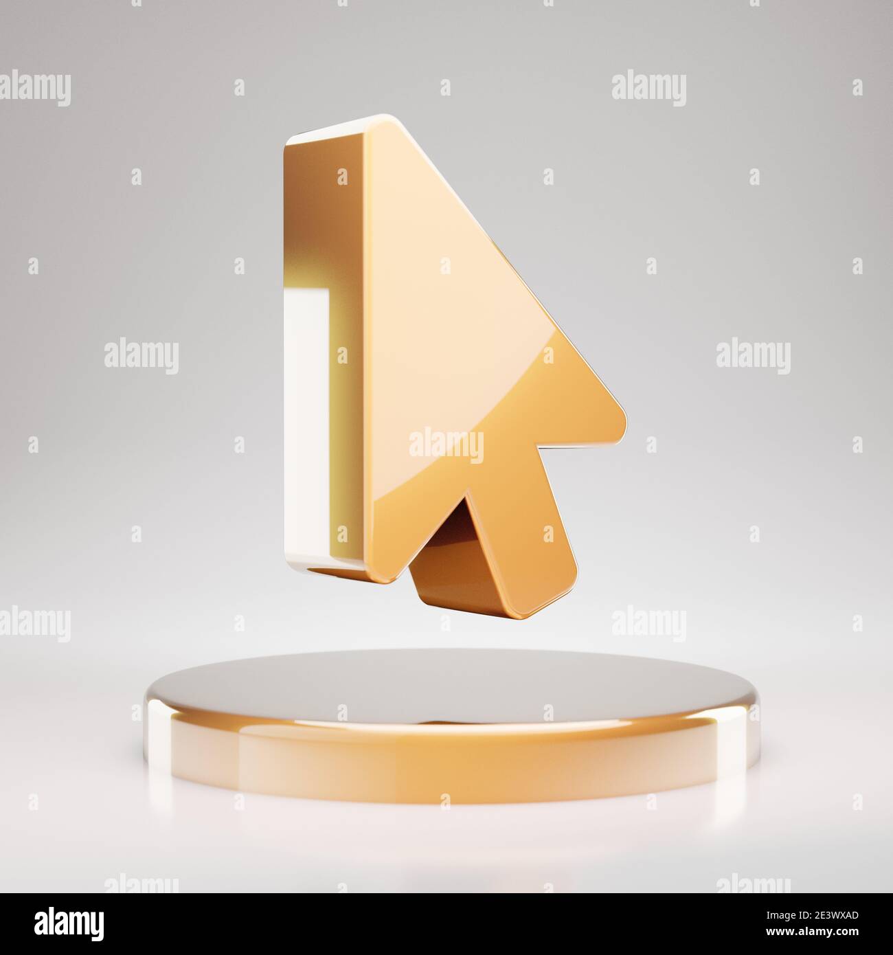 Mouse Pointer icon. Yellow Gold Mouse Pointer symbol on golden podium ...