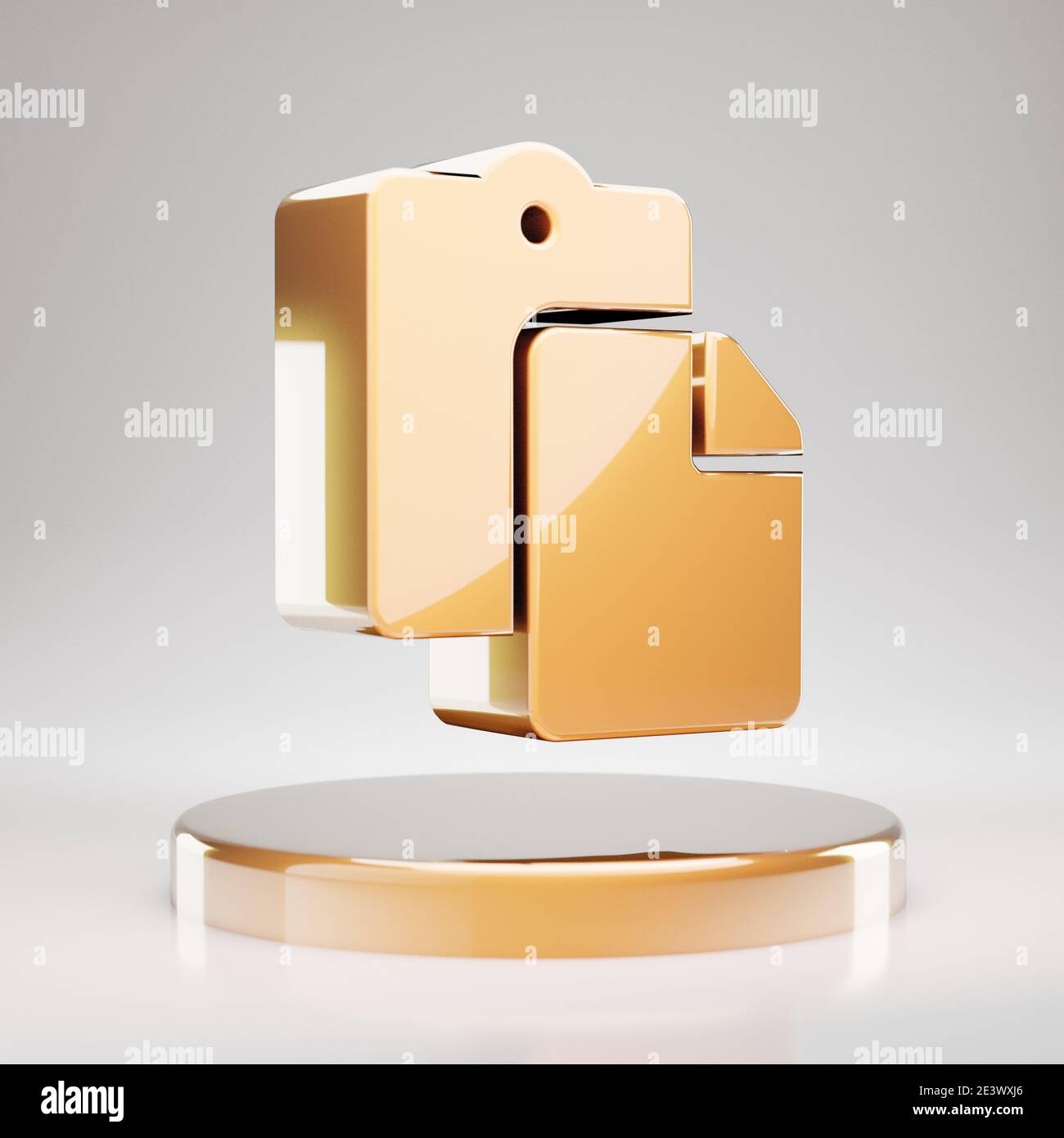 Paste icon. Yellow Gold Paste symbol on golden podium. 3D rendered ...