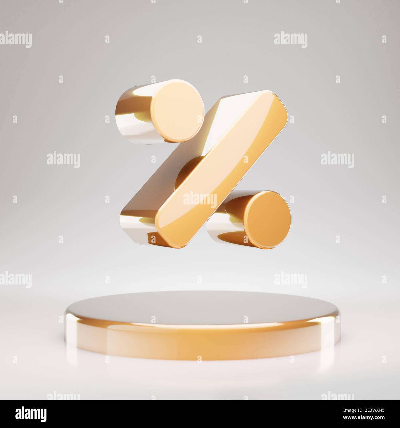 Percentage icon. Yellow Gold Percentage symbol on golden podium. 3D ...
