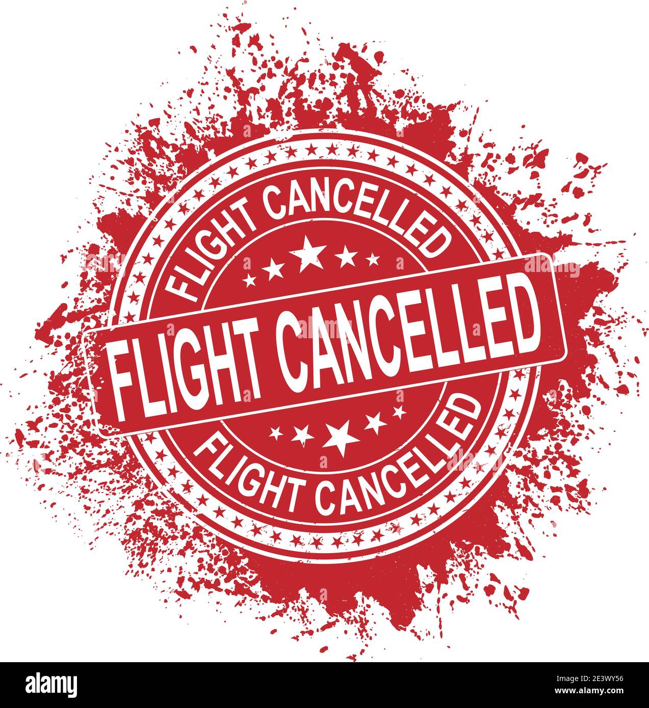 Grunge red flight canseled word round rubber seal stamp on white ...