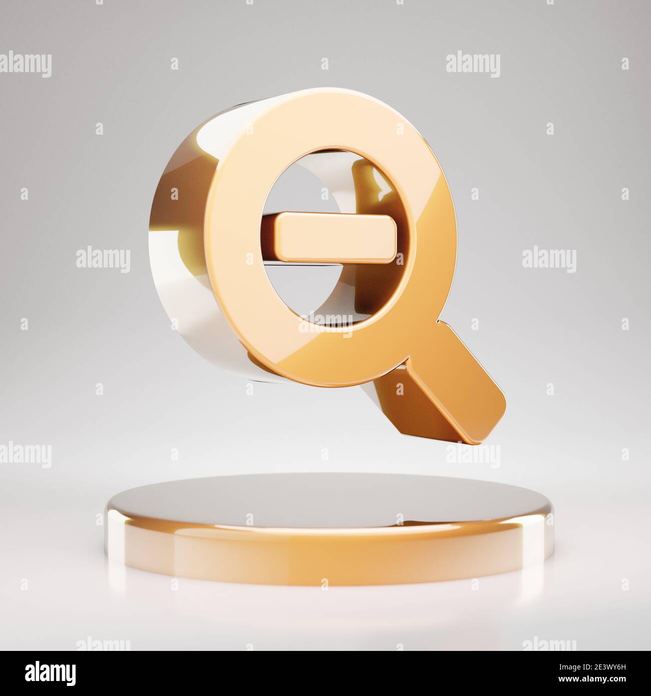 Zoom Out icon. Yellow Gold Zoom Out symbol on golden podium. 3D ...