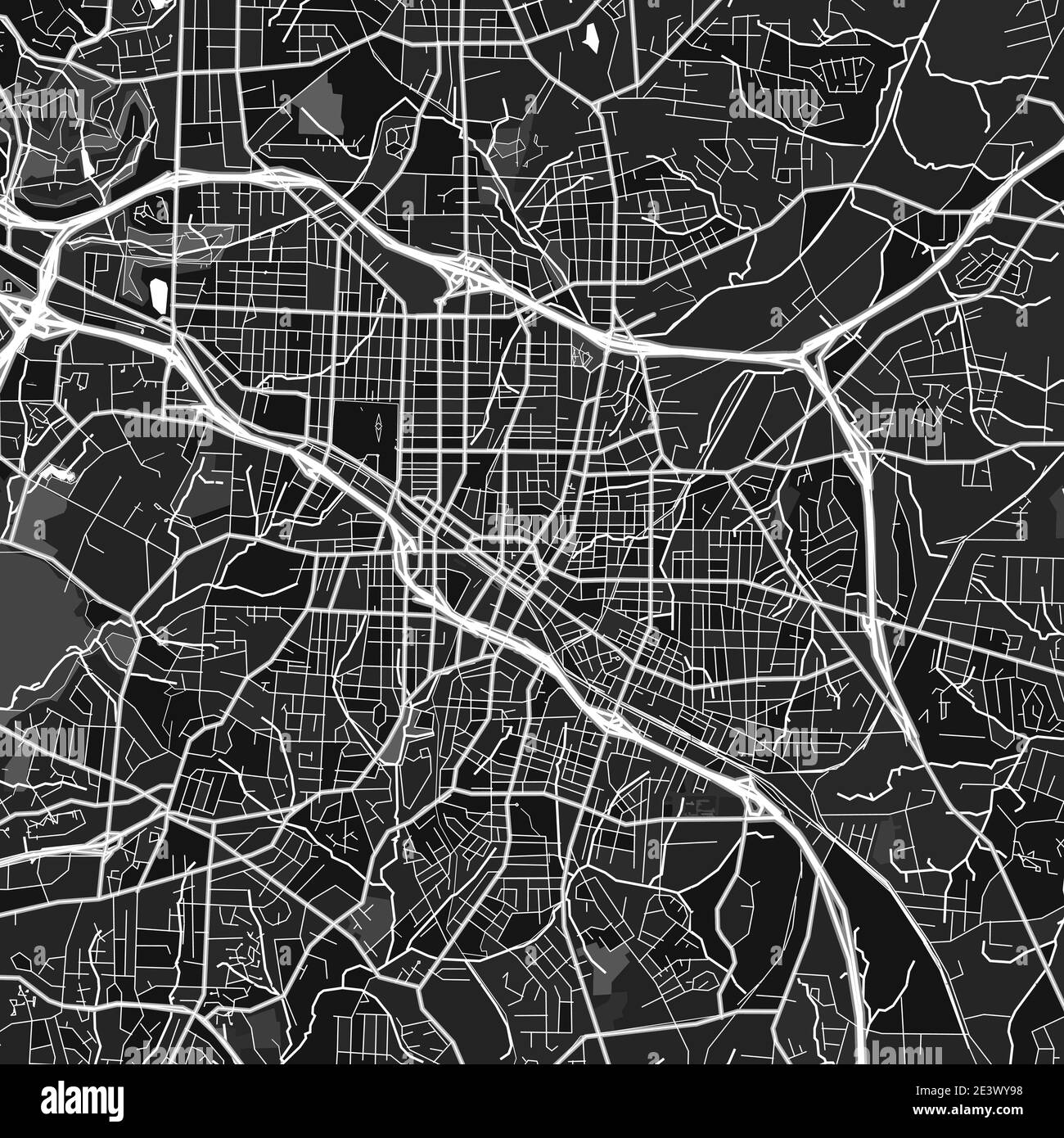 Dark vector art map of Durham, North Carolina, UnitedStates with fine ...