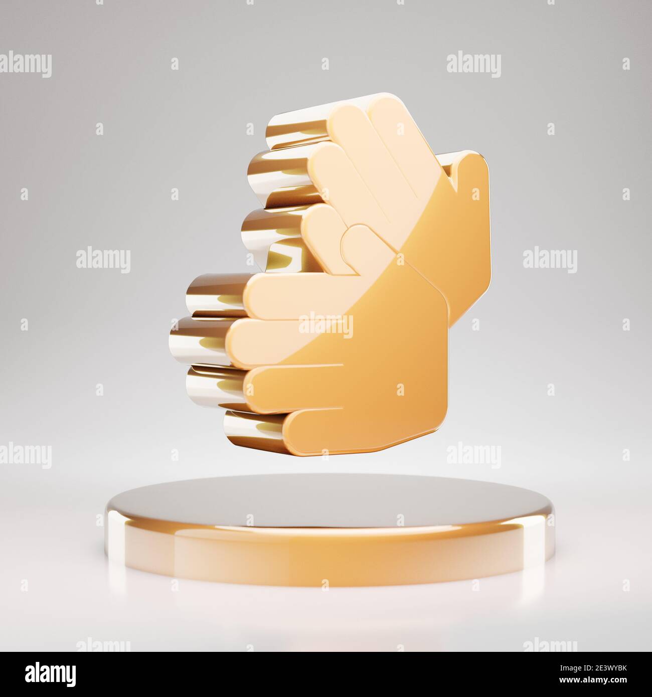 Sign Language icon. Yellow Gold Sign Language symbol on golden podium ...
