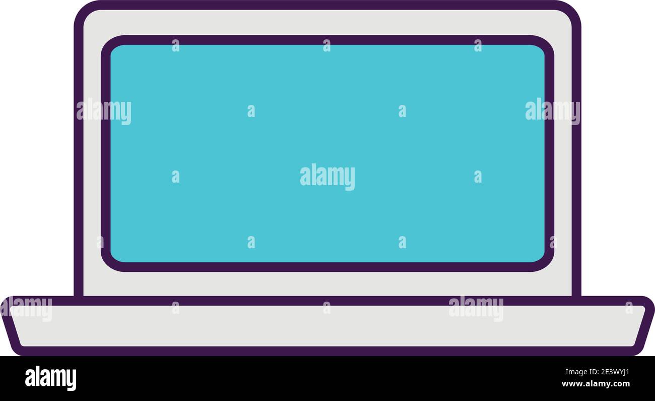 laptop computer icon over white background, flat style, vector ...