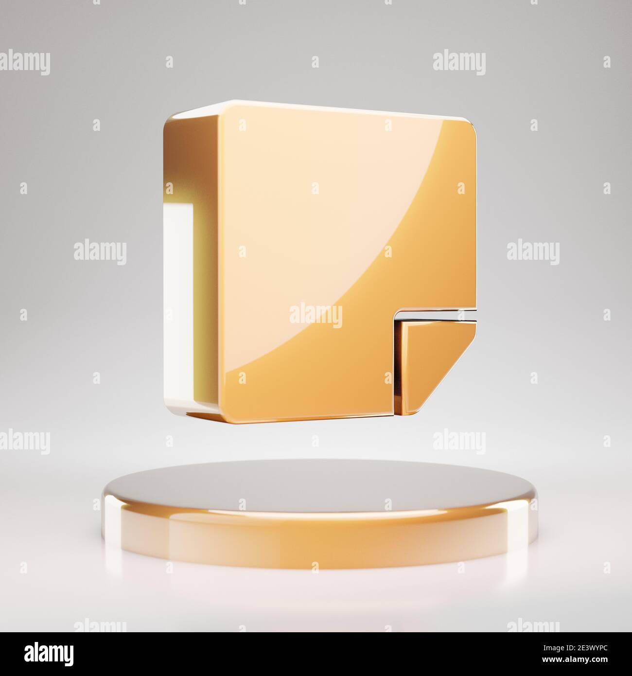 Sticky Note icon. Yellow Gold Sticky Note symbol on golden podium. 3D ...