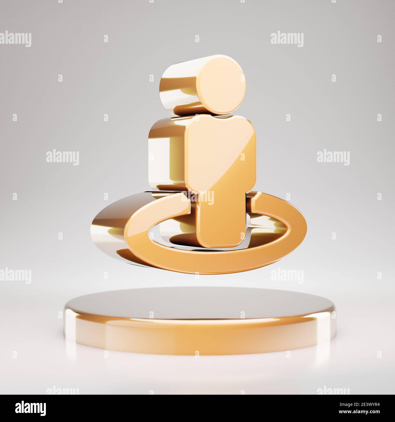 Street View icon. Yellow Gold Street View symbol on golden podium. 3D ...