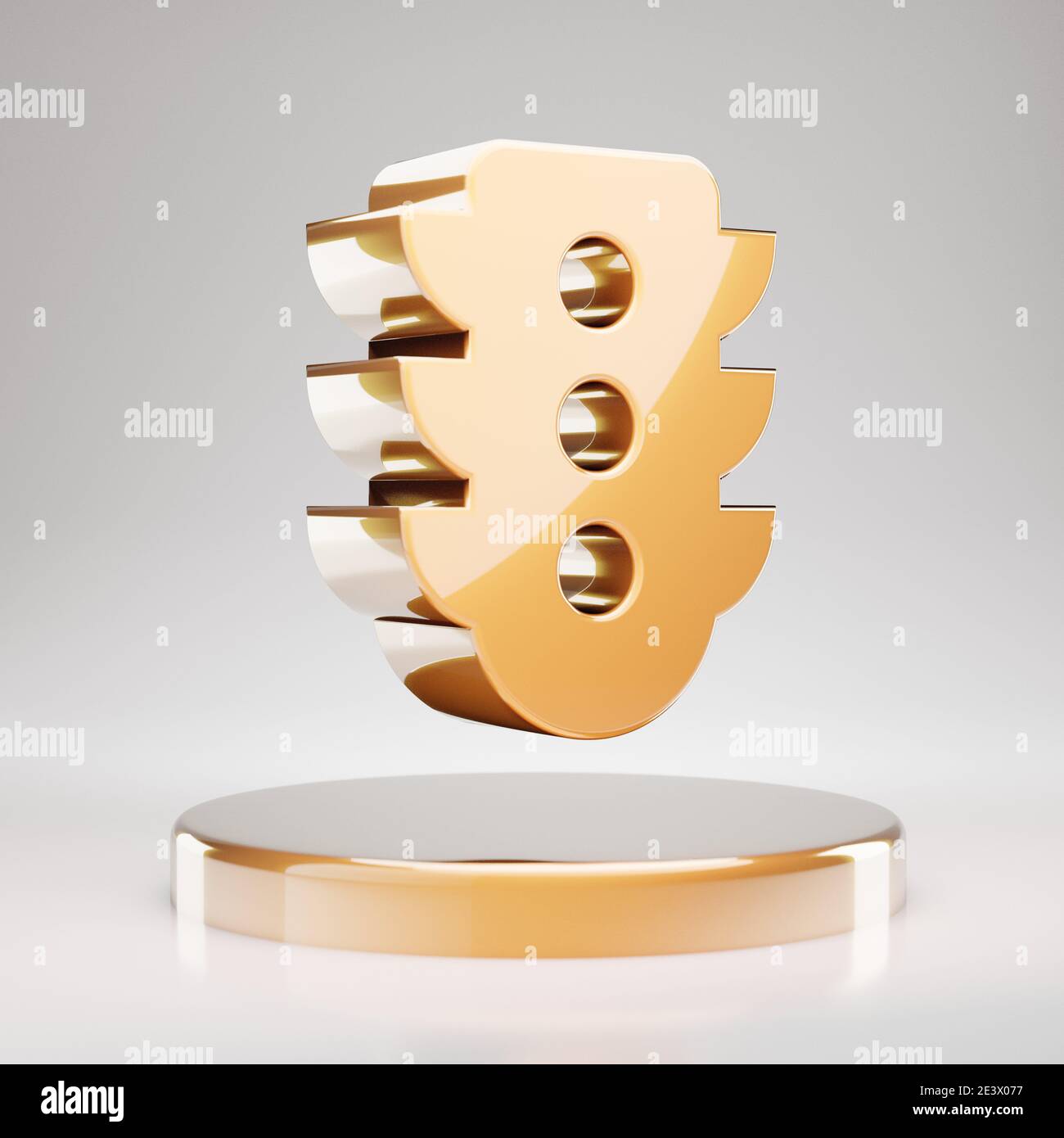 Traffic Light vicon. Yellow Gold Traffic Light symbol on golden podium ...
