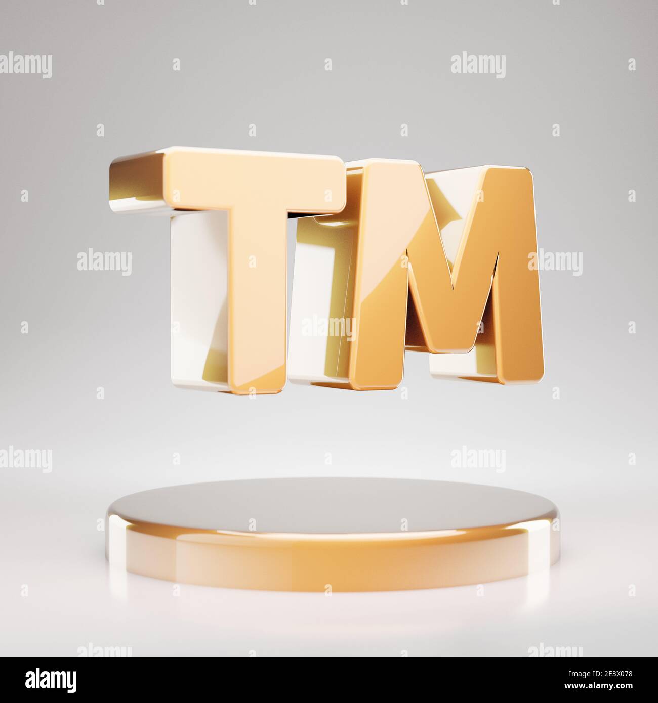 Trademark icon. Yellow Gold Trademark symbol on golden podium. 3D ...