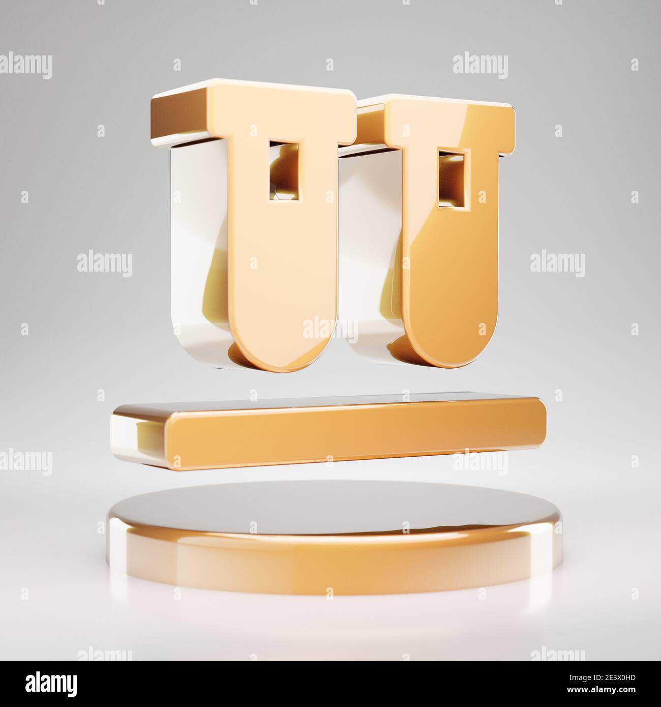 Vials icon. Yellow Gold Vials symbol on golden podium. 3D rendered ...