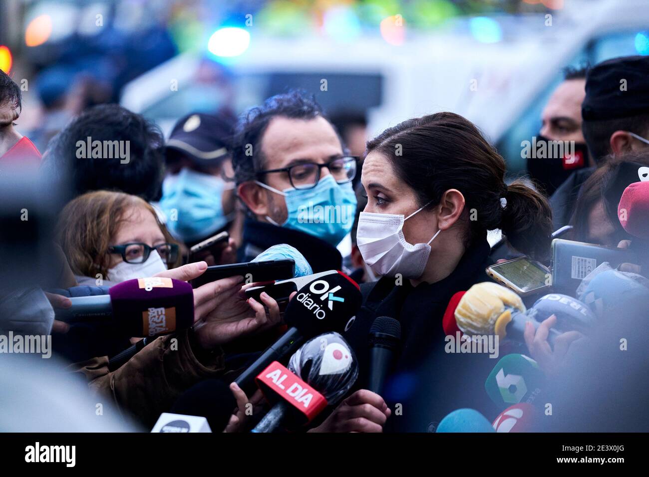 Madrid, Spain. 20 January, 2021: A big gas explosion blows up a ...