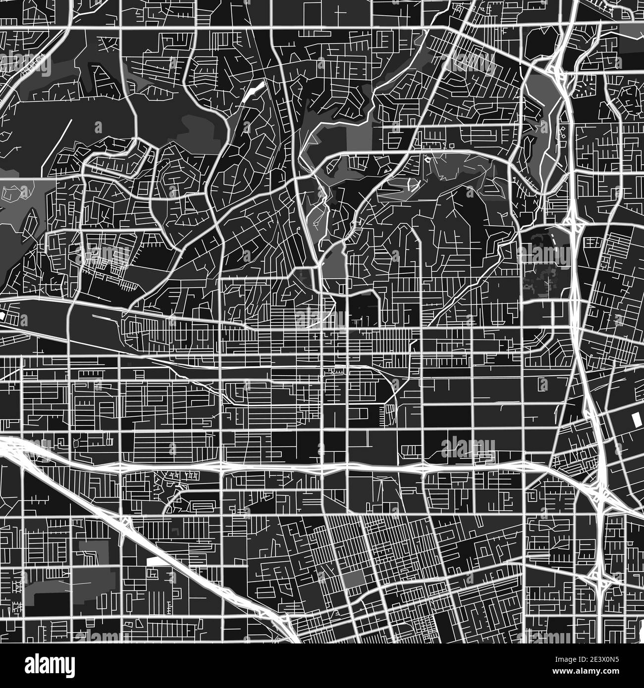 Dark vector art map of Fullerton, California, UnitedStates with fine ...