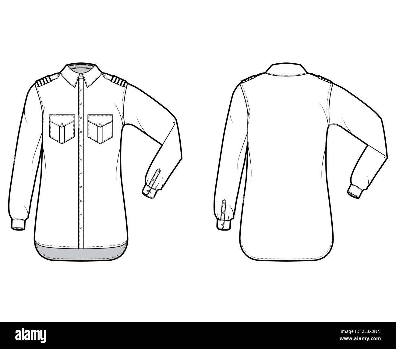 Shirt pilot airline technical fashion illustration with chevron, elbow ...