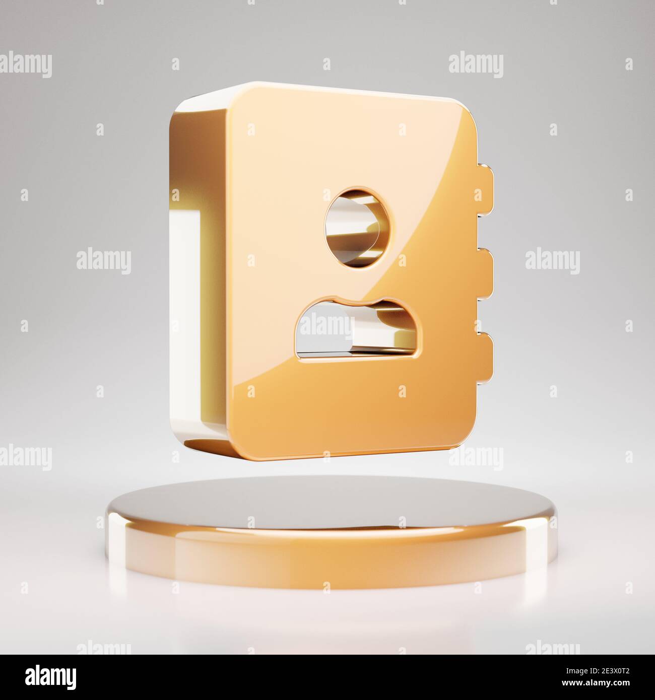 Address Book icon. Yellow Gold Address Book symbol on golden podium. 3D ...