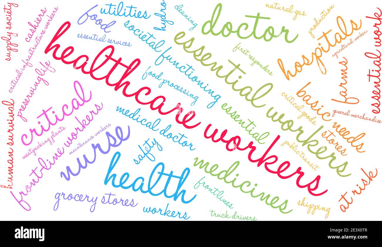 Healthcare Workers word cloud on a white background Stock Vector Image ...