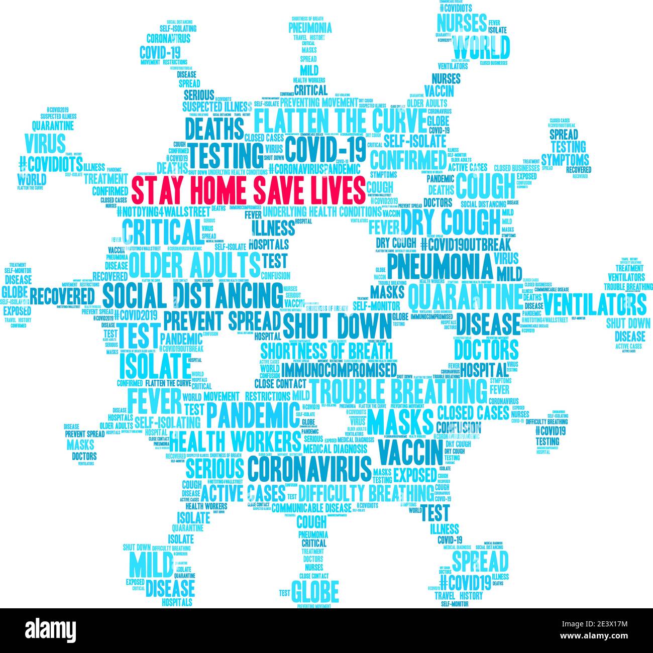 Stay Home Save Lives word cloud on a white background Stock Vector ...