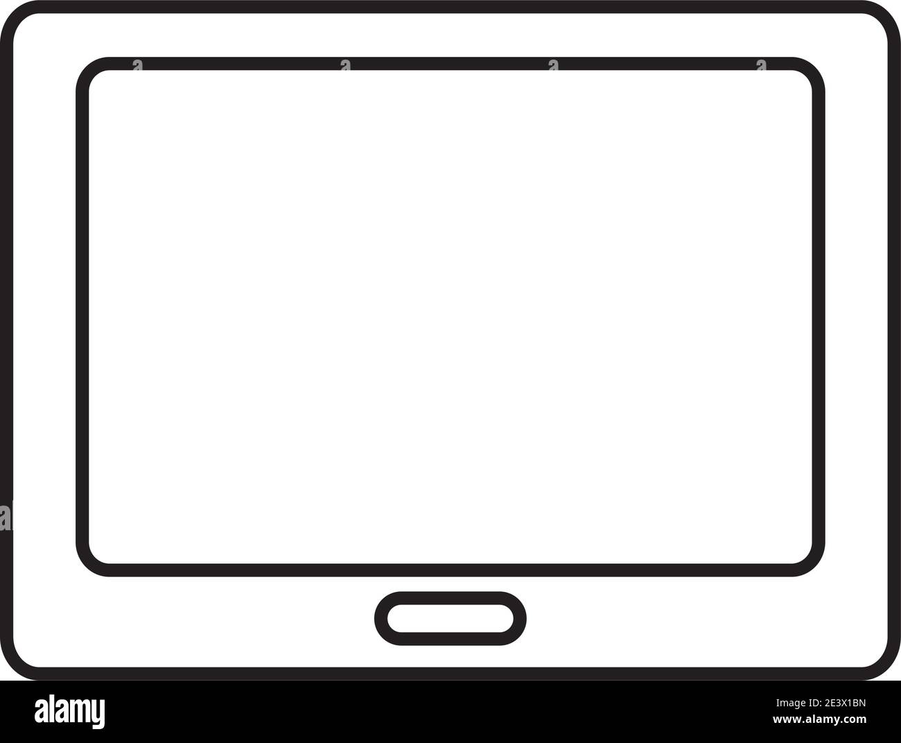 tablet device icon over white background, line style, vector ...