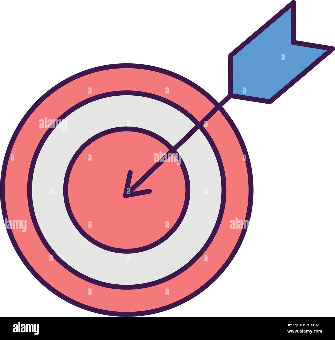 target with arrow over white background, flat style, vector ...