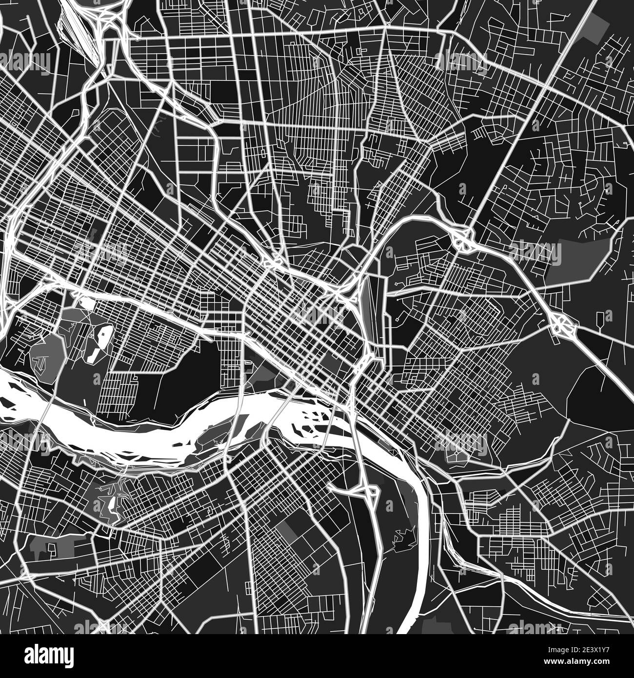 Dark vector art map of Richmond, Virginia, UnitedStates with fine gray ...