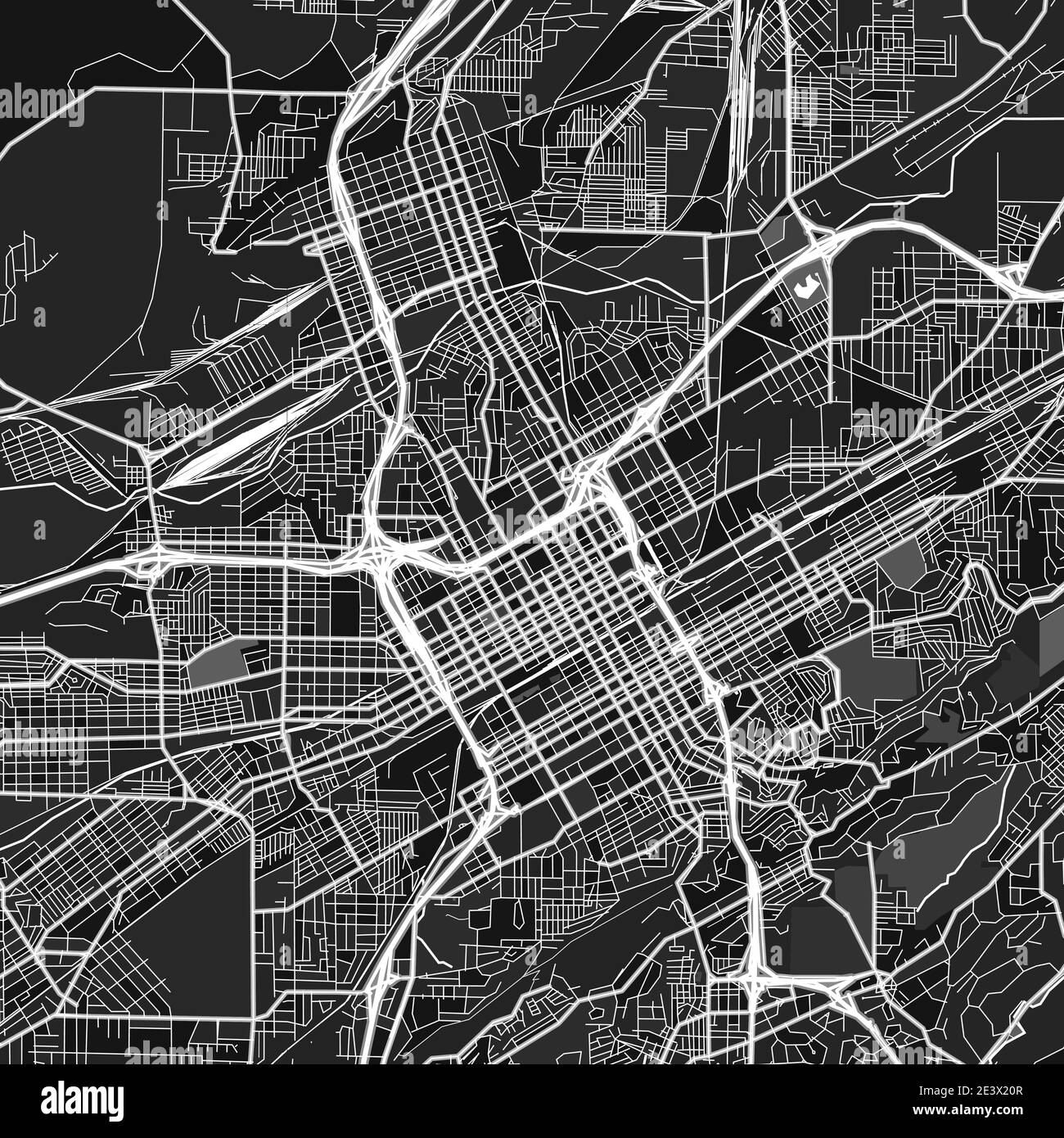 Dark vector art map of Birmingham, Alabama, UnitedStates with fine gray ...