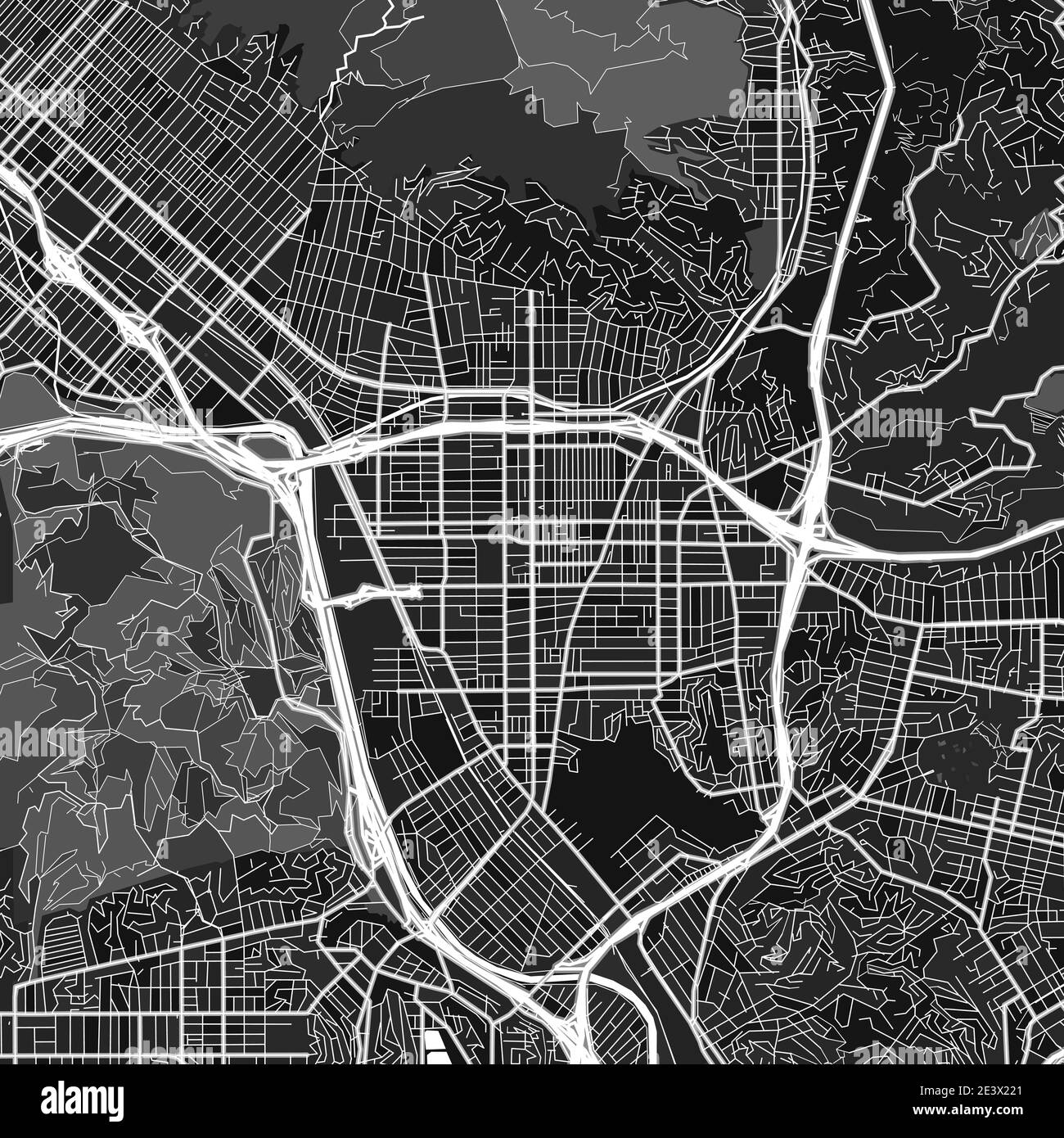Dark vector art map of Glendale, California, UnitedStates with fine ...