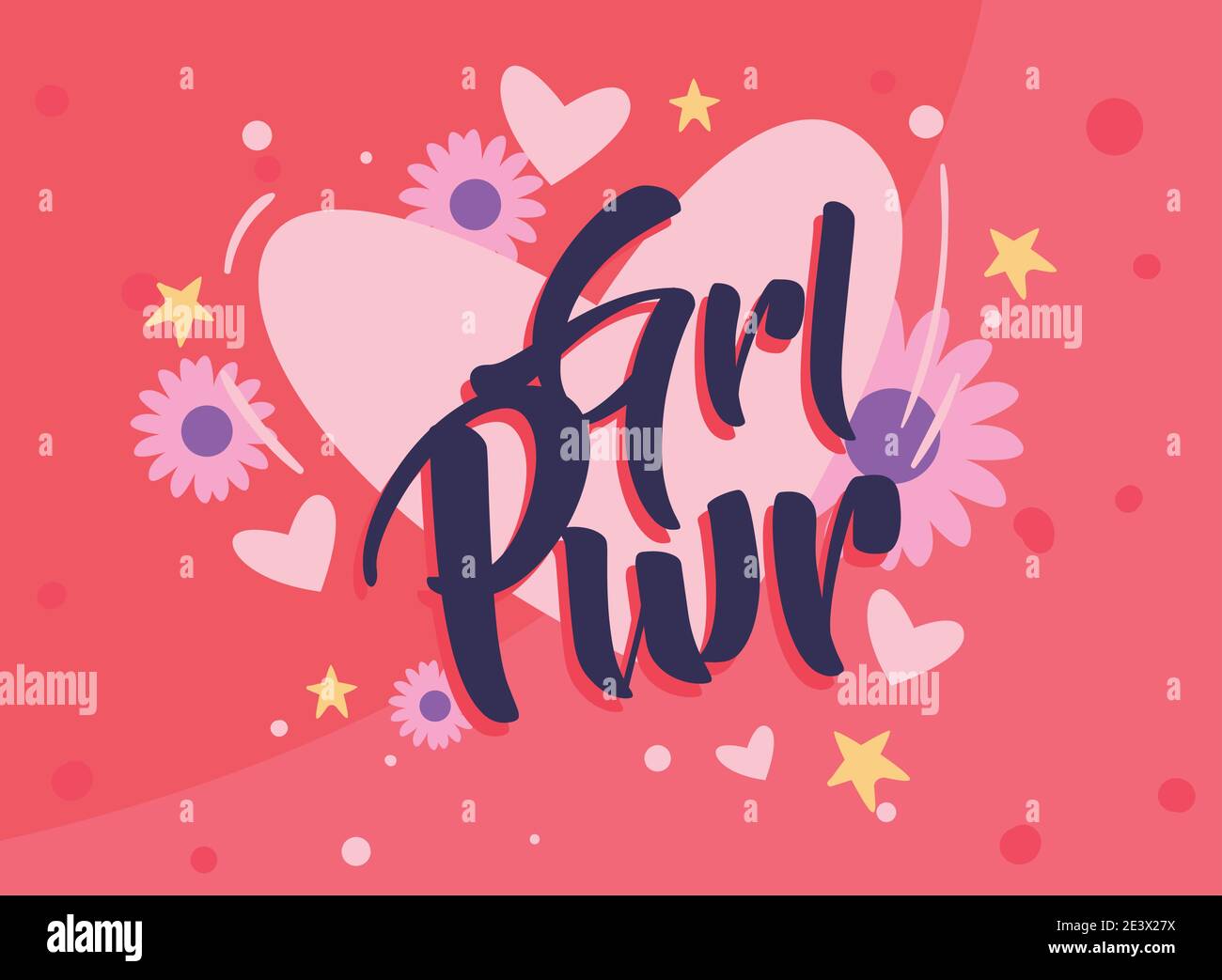 Girl power heart with flowers design of Woman empowerment female ...