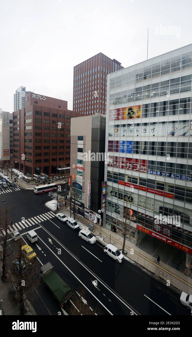 A modern shopping center in the Sapporo railway station complex Stock ...