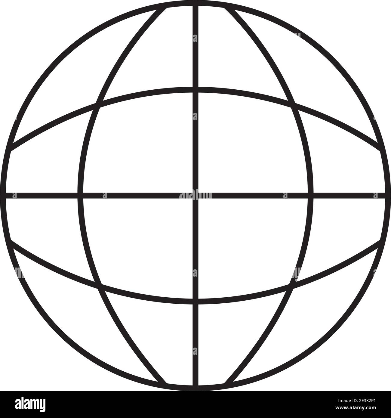 global sphere icon over white background, line style, vector ...