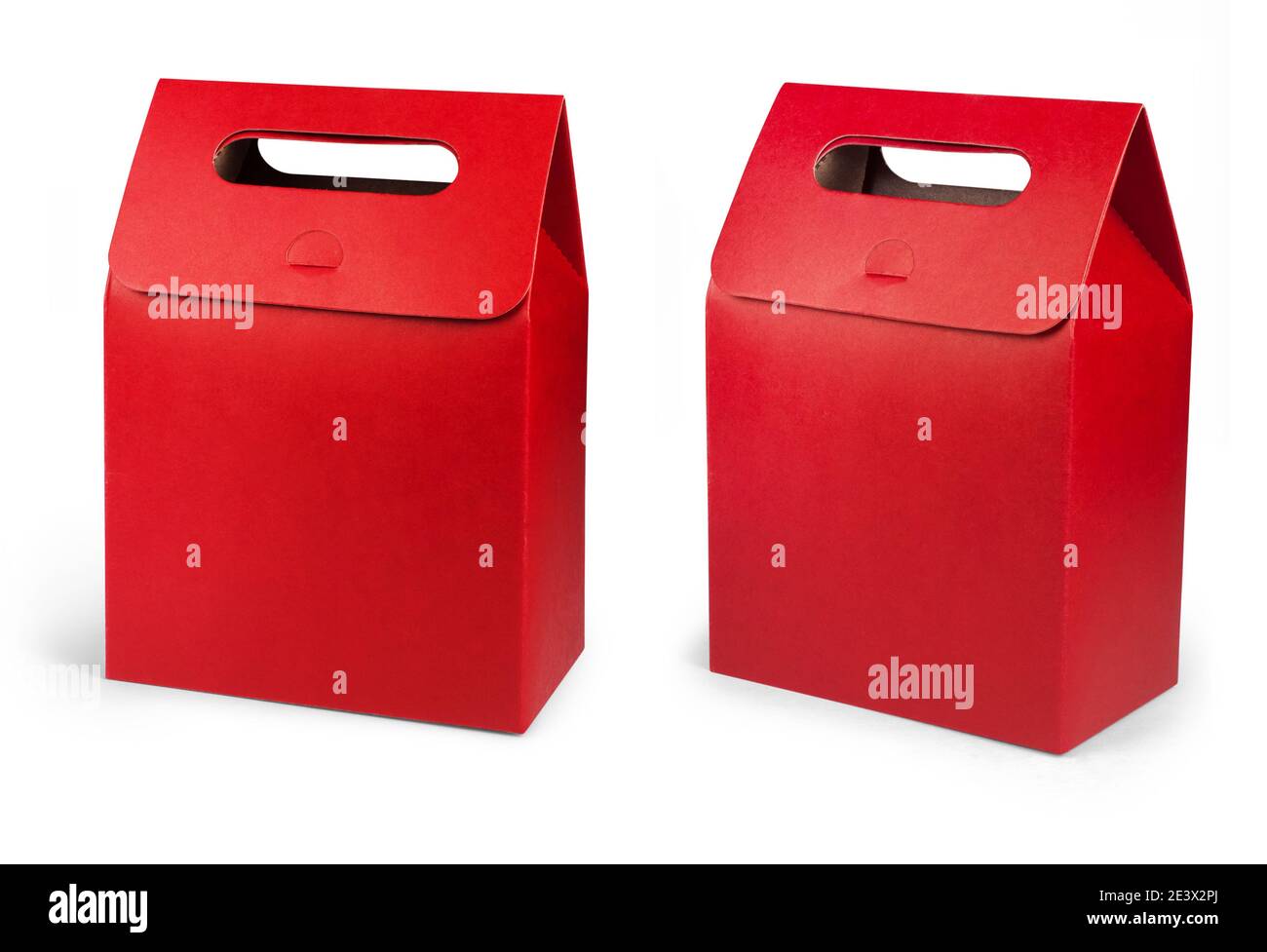 Red Cardboard Carry Box Bag Packaging With Handles For Food, Gift Or ...