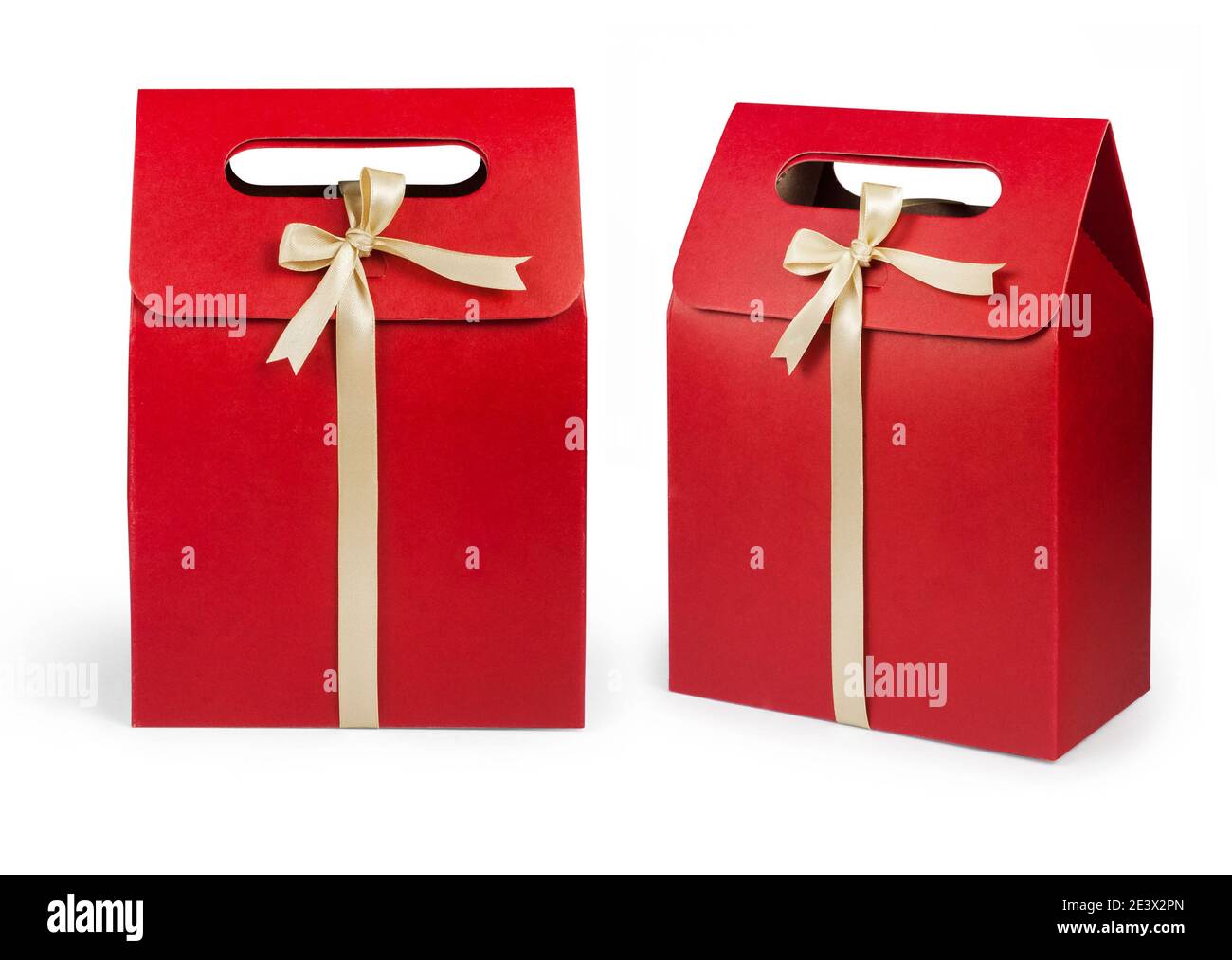 Red Cardboard Carry Box Bag Packaging With Handles For Food, Gift Or ...