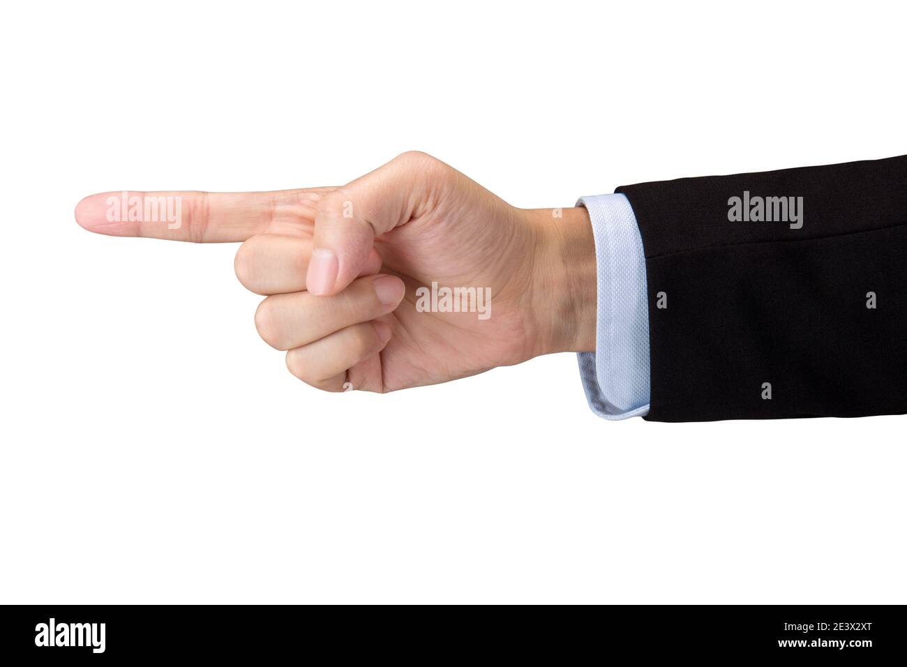 Businessman Pointing to the left side isolated on white with clipping ...