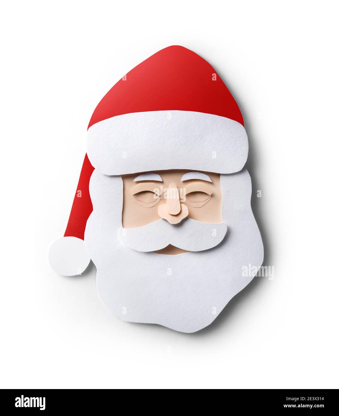 Santa Claus face paper cut out layer shape on white background. Cut ...