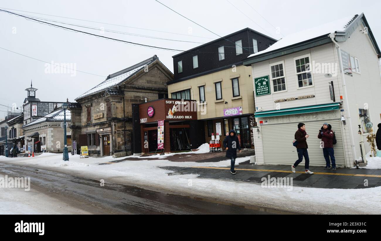 Beautiful old buildings along sakaimachi road in Otaru, Hokkaido, Japan ...