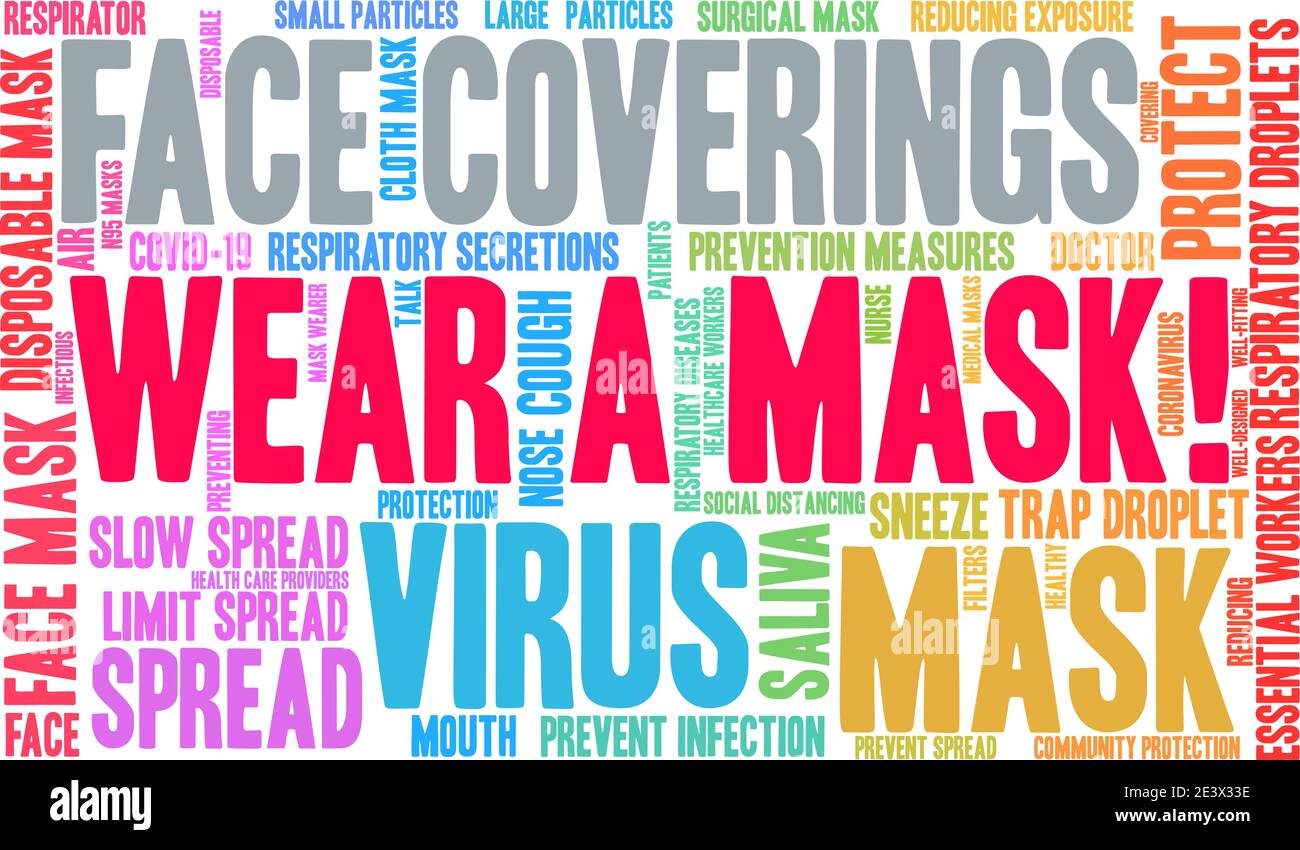 Wear a Mask word cloud on a white background Stock Vector Image & Art ...