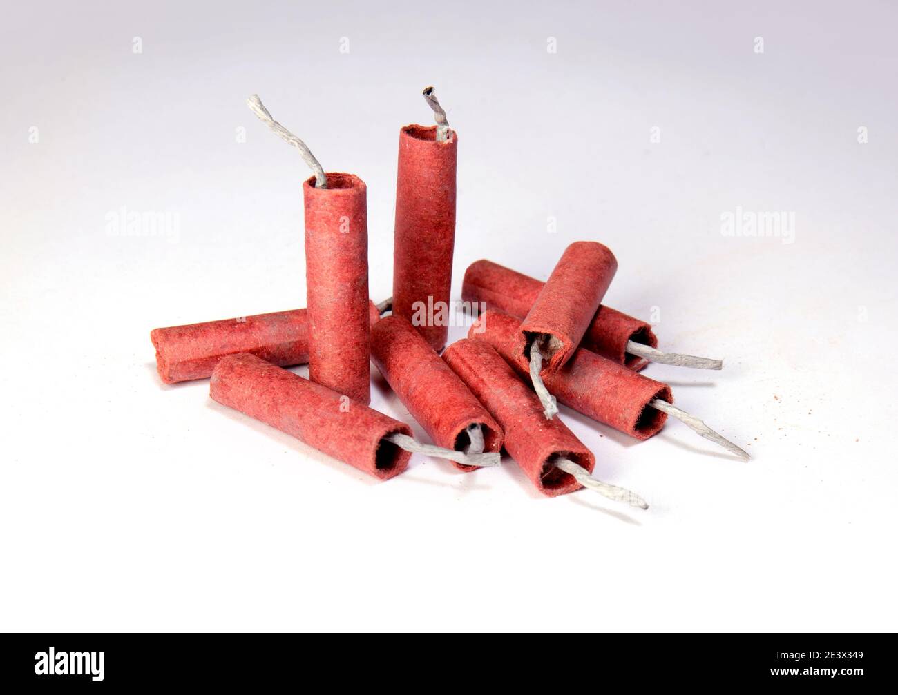 Red Firecrackers isolated on white background Stock Photo - Alamy