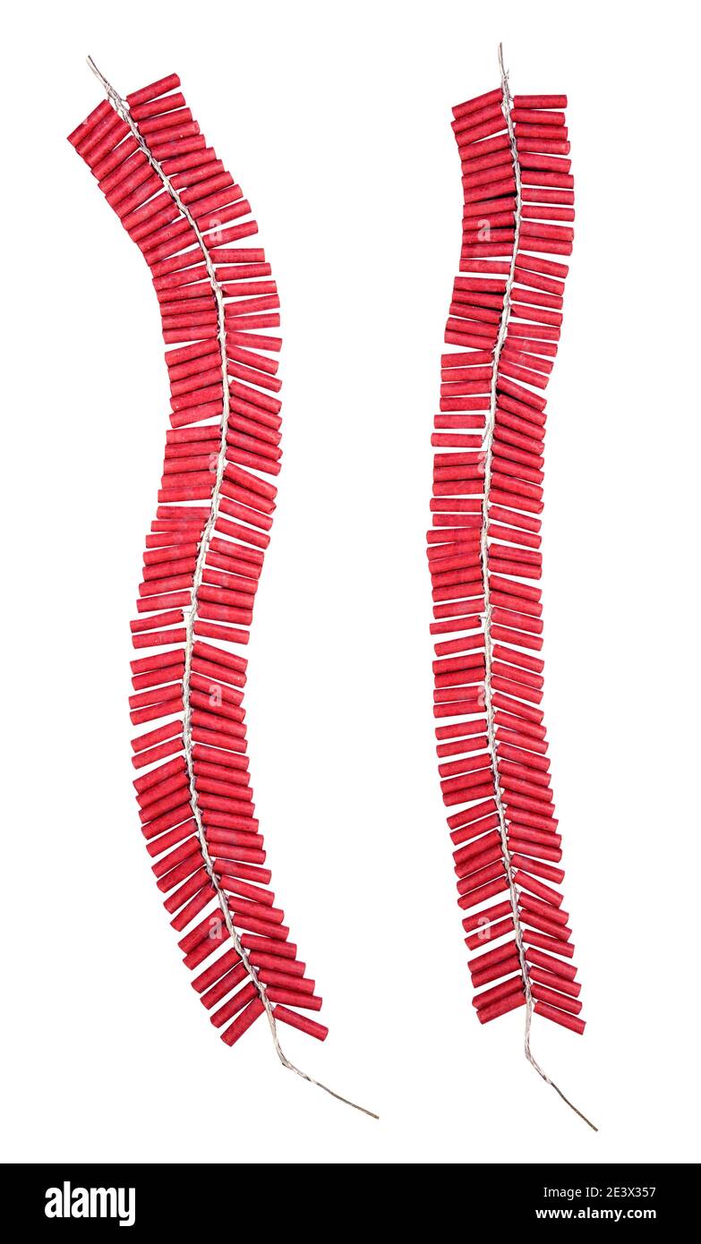 Red Firecrackers isolated on white background with clipping path Stock ...