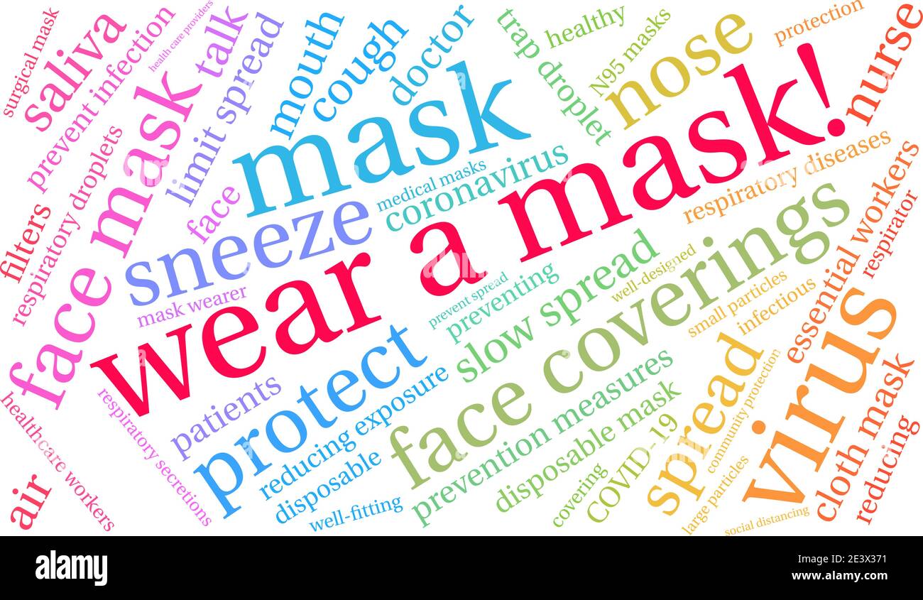 Wear a Mask word cloud on a white background Stock Vector Image & Art ...
