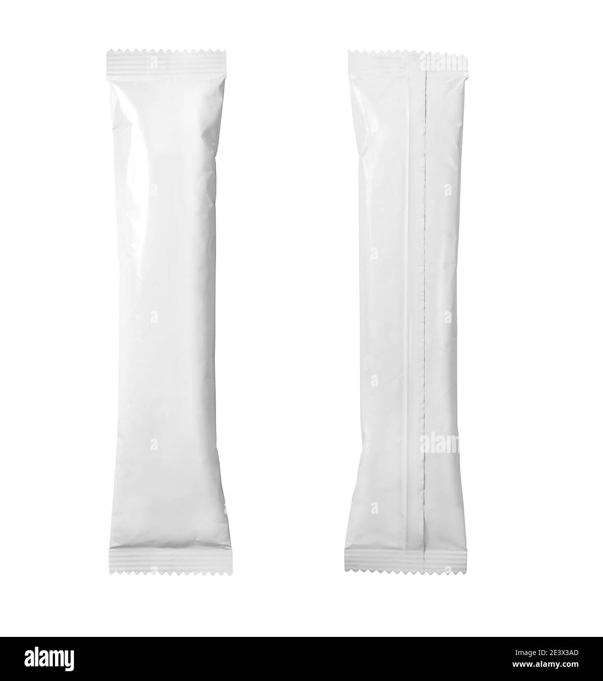 White blank sachet packaging isolated on white background with clipping ...