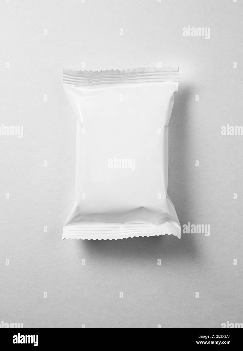 Front view of blank snack paper bag package isolated on white with ...