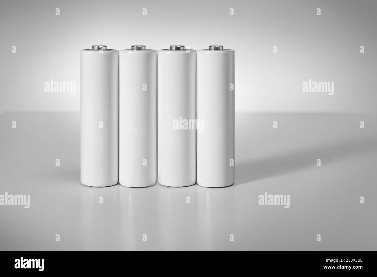 Close up white AA batteries over white background with clipping path ...