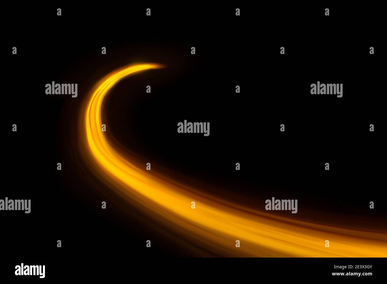 Glowing shiny curve light trail lines effect in black background Stock ...