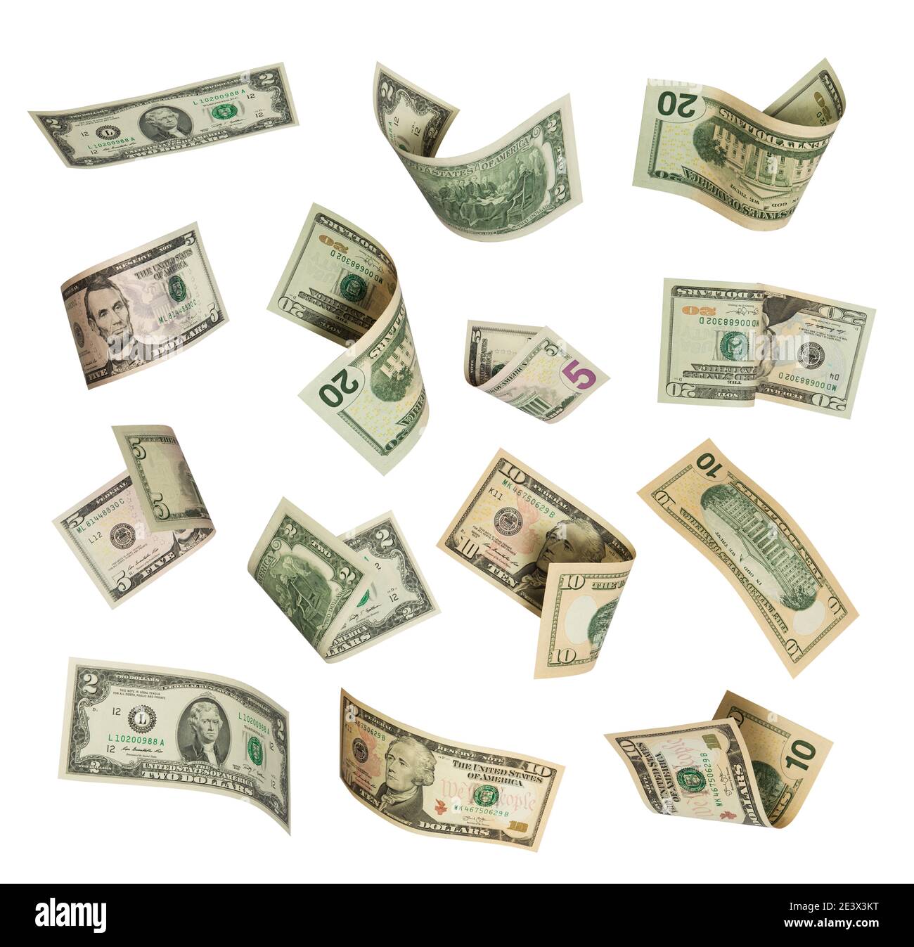 falling dollars isolated on white background with clipping path Stock ...