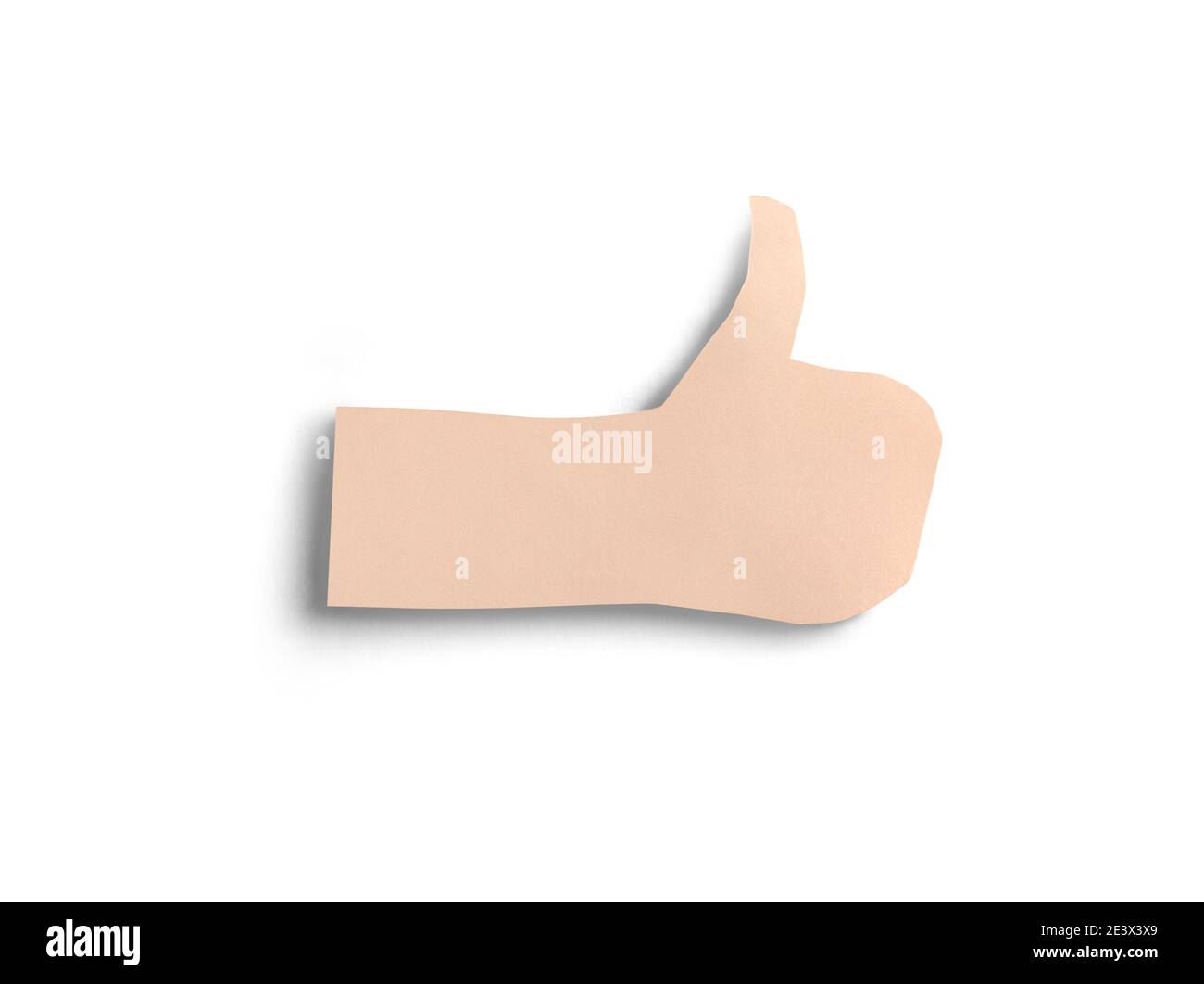 Thumbs up paper craft with shadow on white background Stock Photo - Alamy