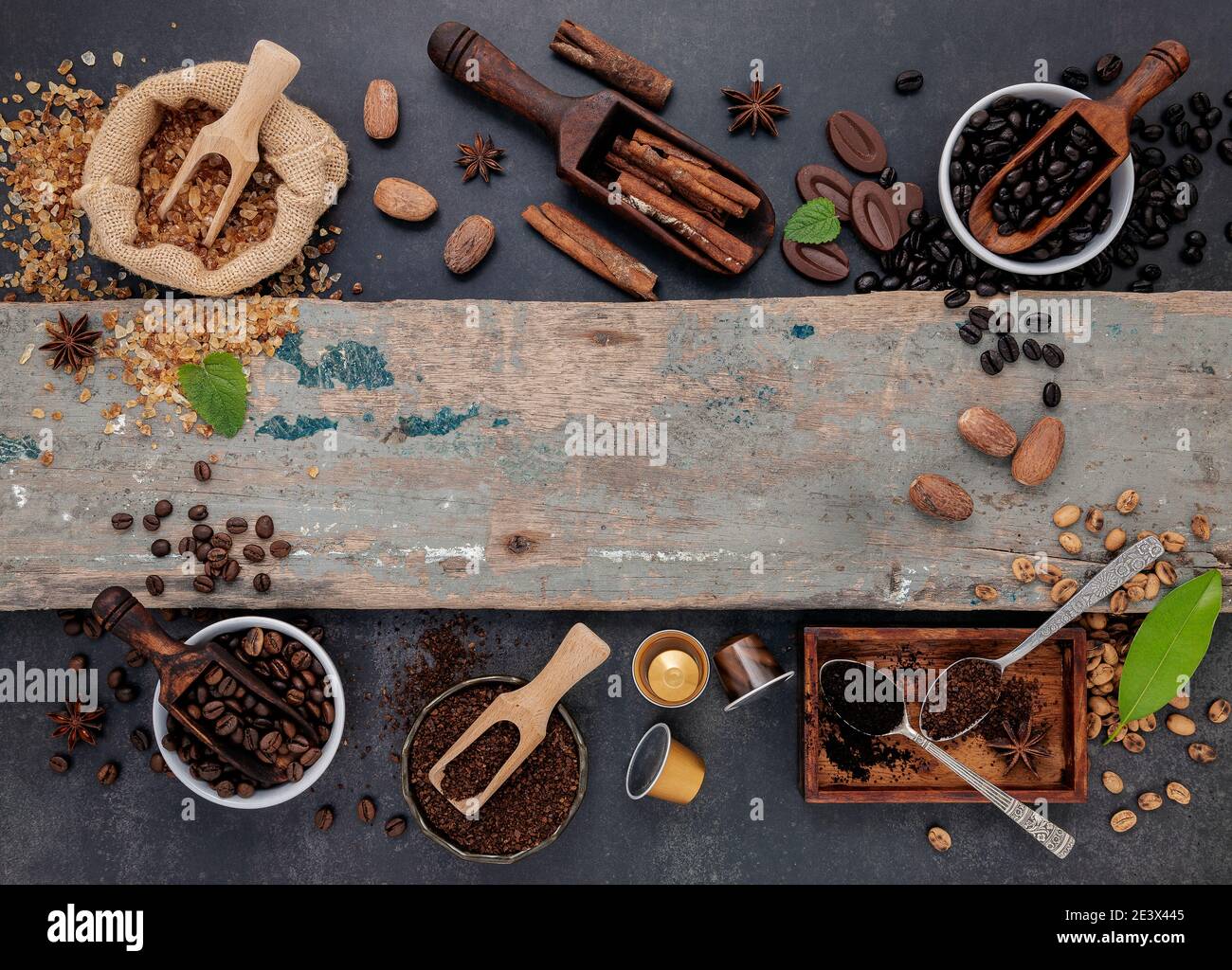 Coffee background with various of roasted coffee beans and flavourful ...