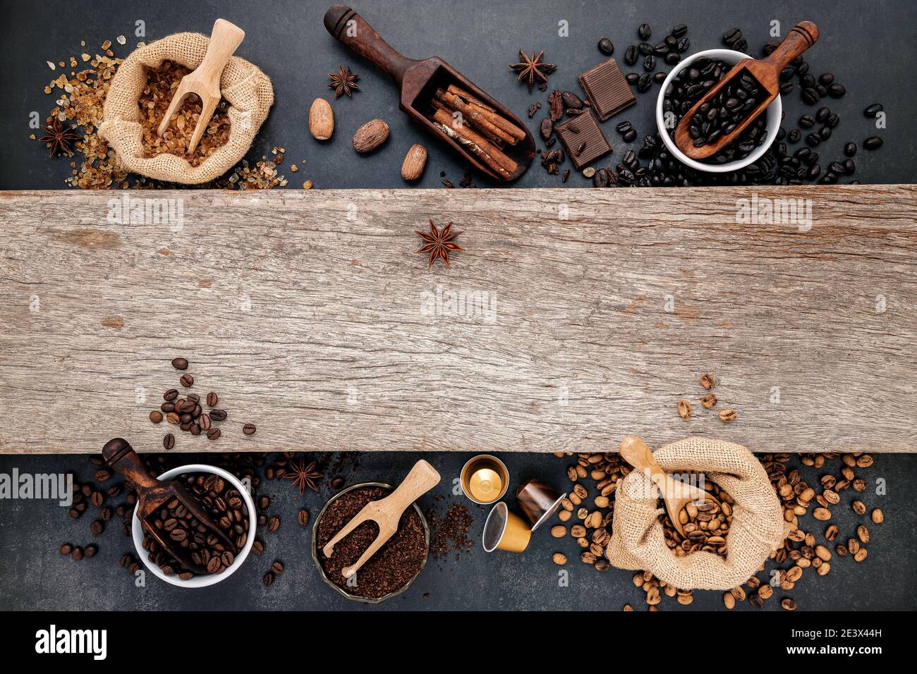 Coffee background with various of roasted coffee beans and flavourful ...