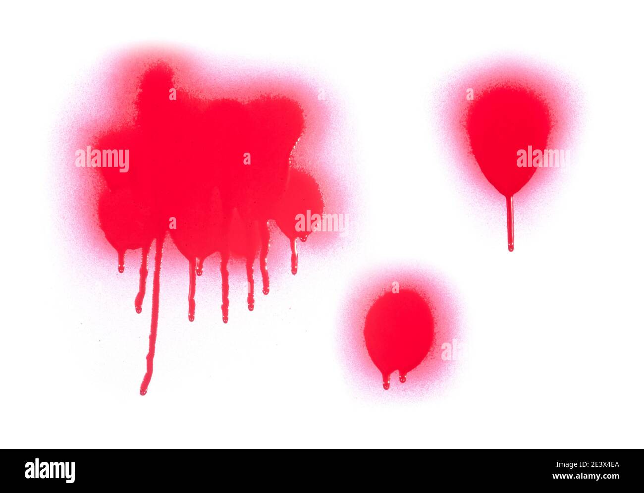 Red color spray paint or graffiti design element isolated on white ...