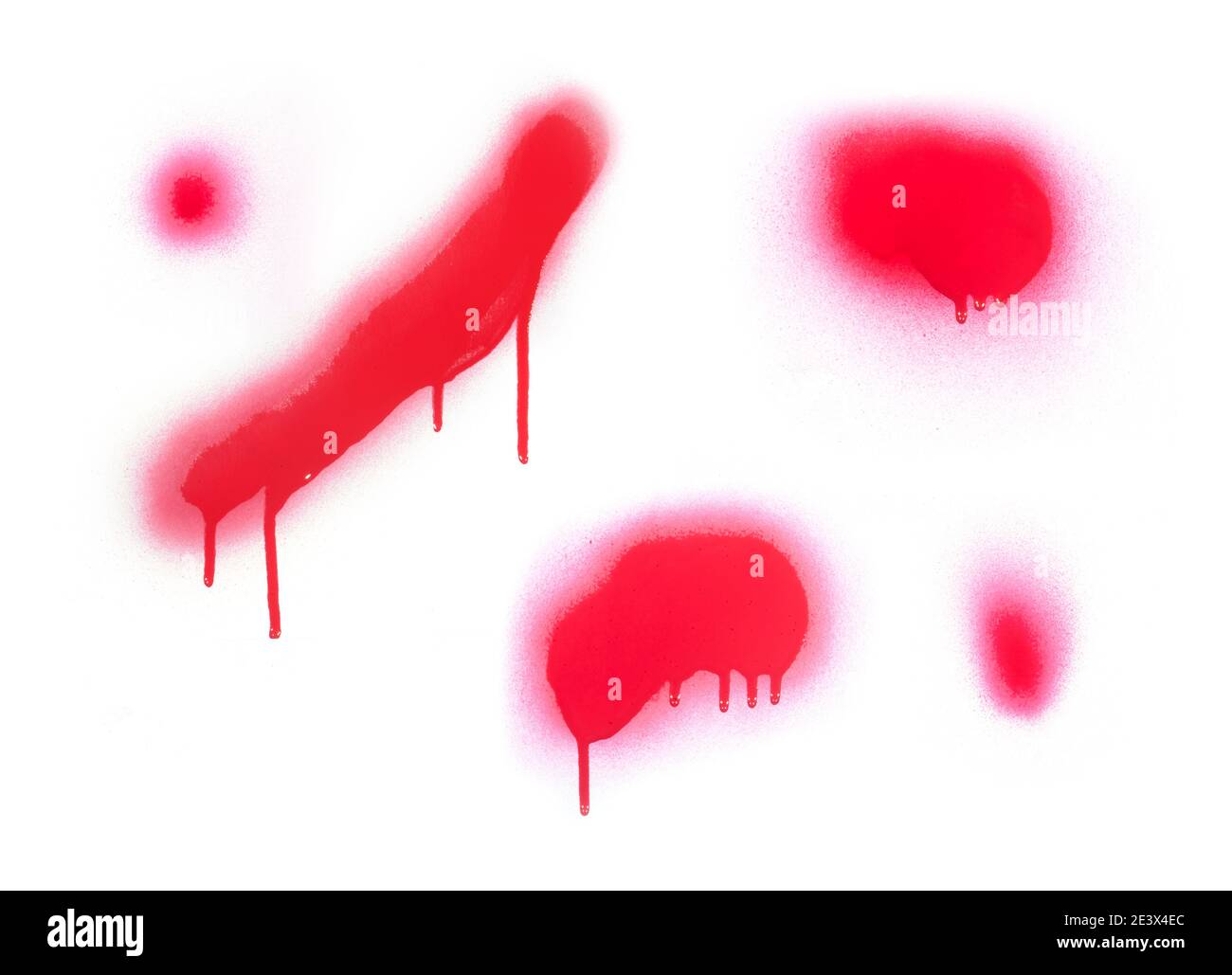 Red color spray paint or graffiti design element isolated on white ...